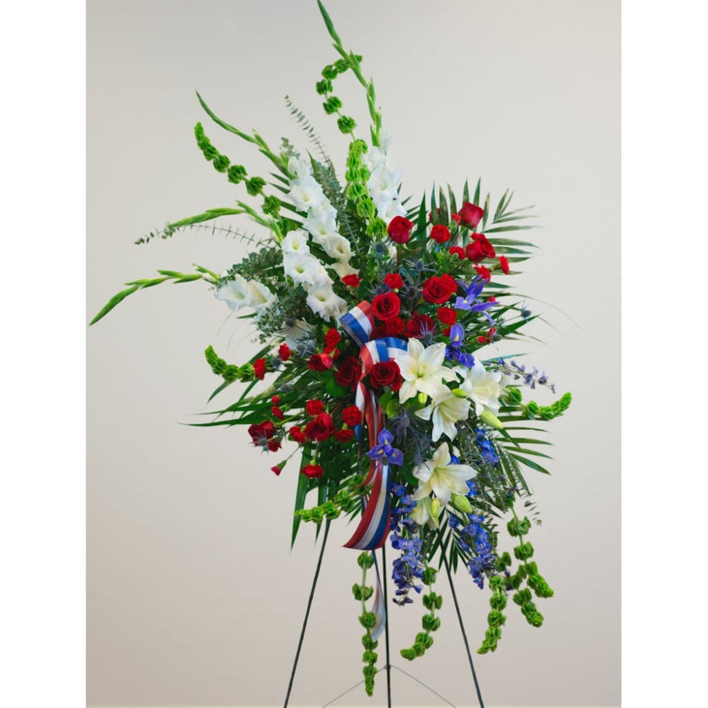 Sacred Duty Standing Spray Floral Arrangement in Austin, TX | Ben White ...